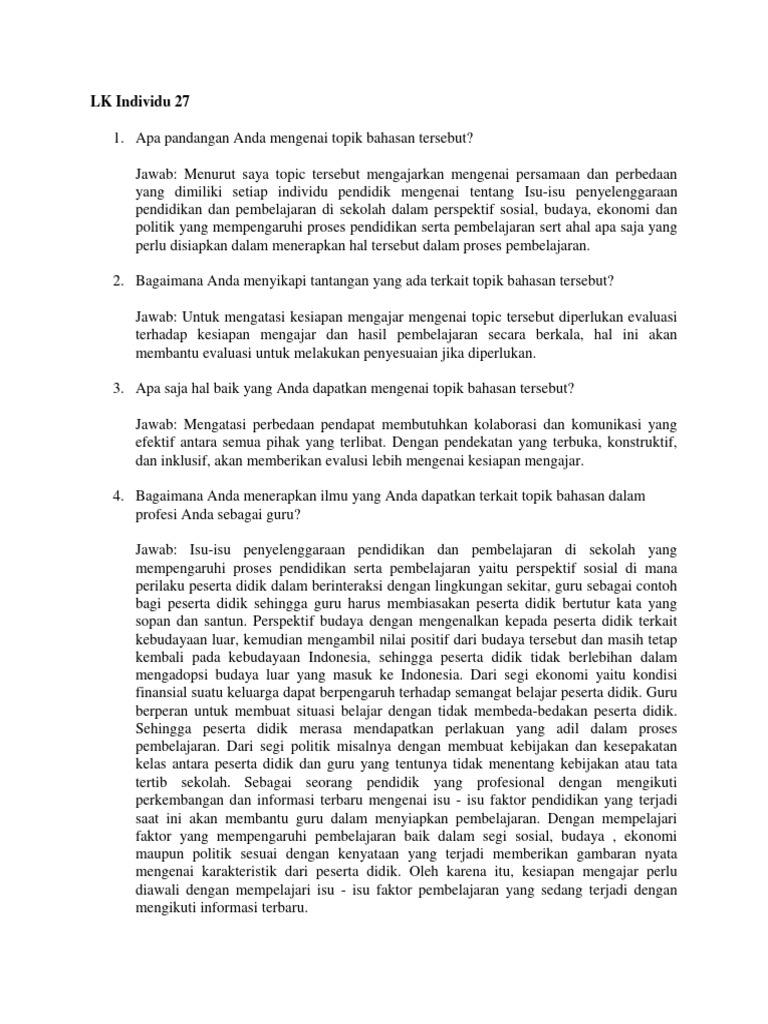 Elaborasi Pemahaman LK 27 | PDF | Karier & Perkembangan | Kesehatan Holistik