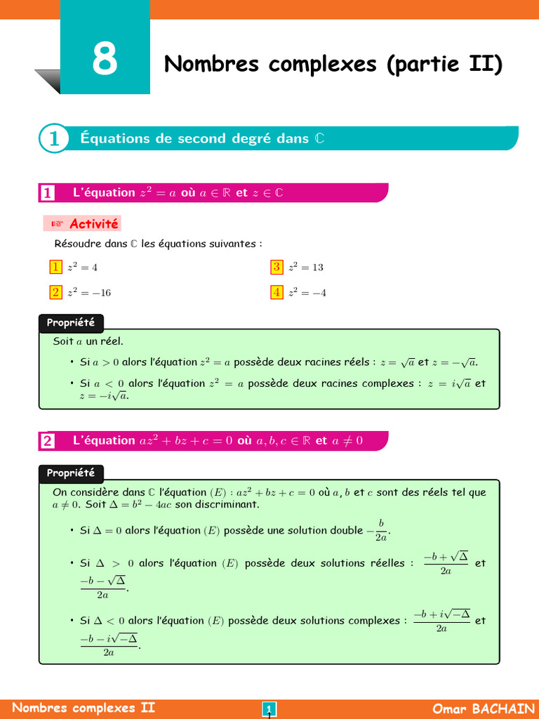 Équations complexes et transformations | PDF | Racine carrée | Nombre ...