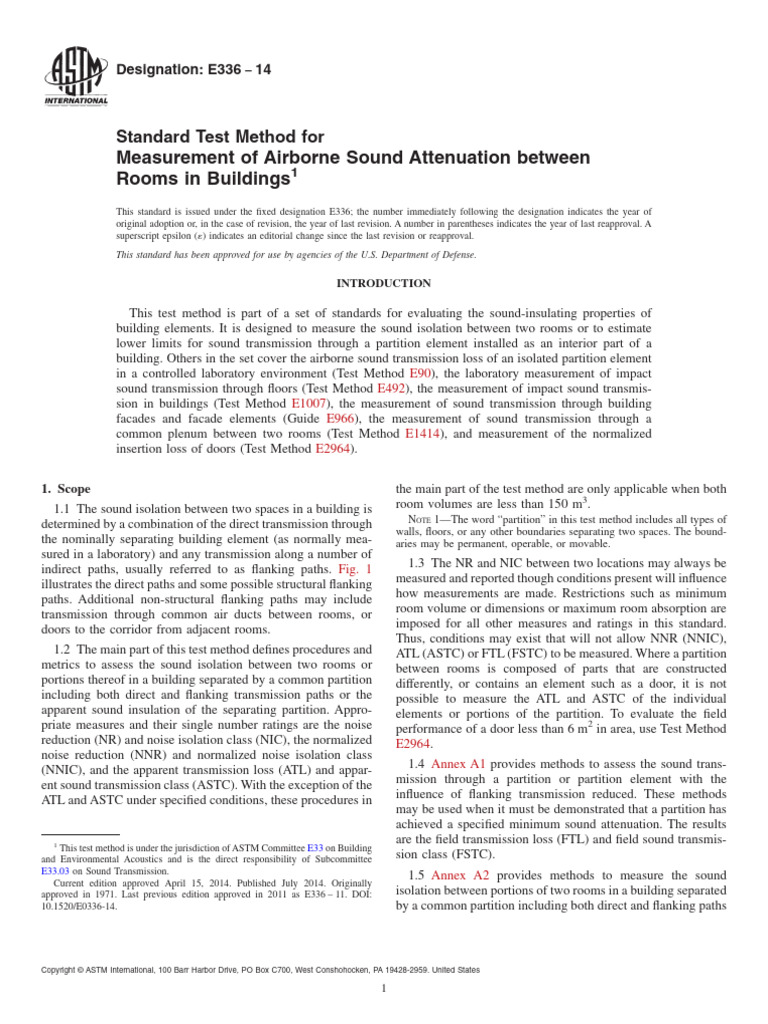 Astm E336-14 | PDF | Calibration | Microphone