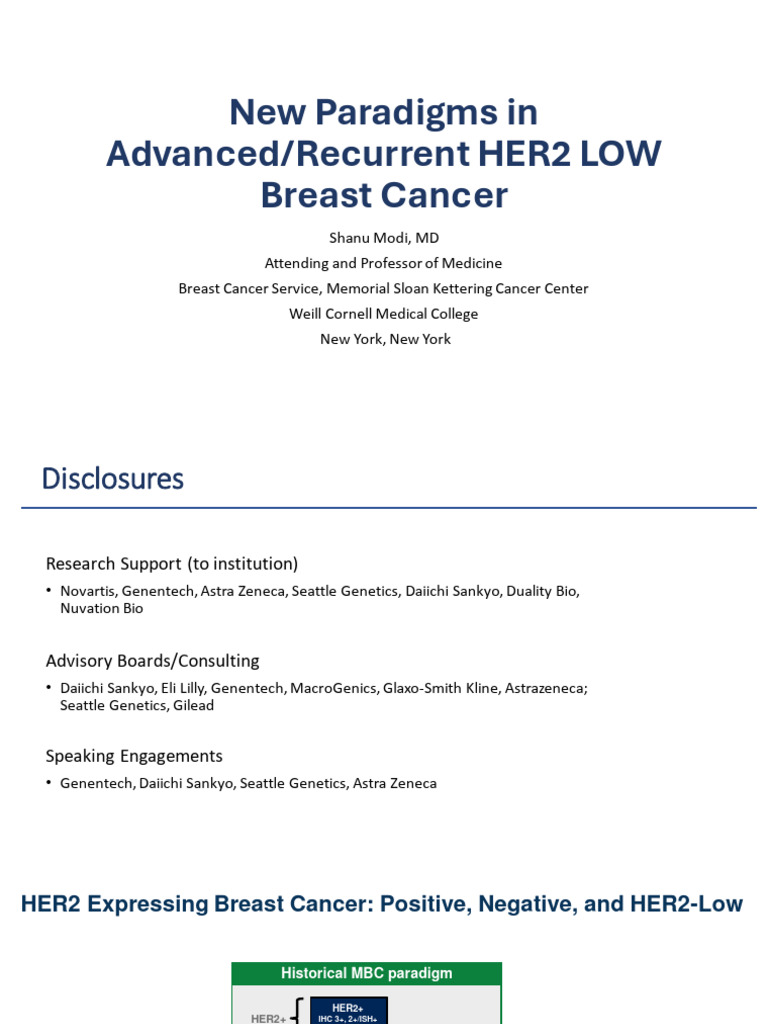 New Paradigms in Advanced/Recurrent HER2 LOW Breast Cancer - Shanu Modi ...