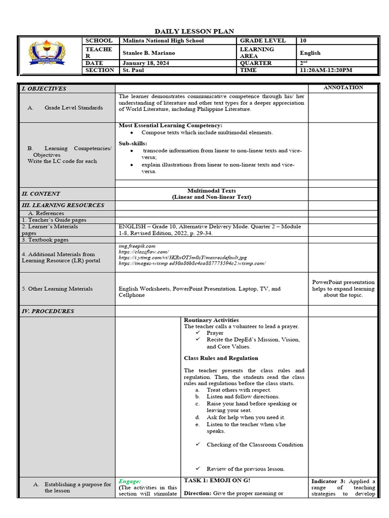 COT 2_ DLP 23-24 | PDF | Learning | Teachers