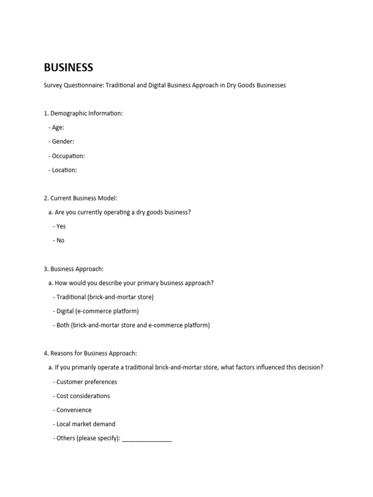 Business Research Survey | PDF | Retail | Brick And Mortar