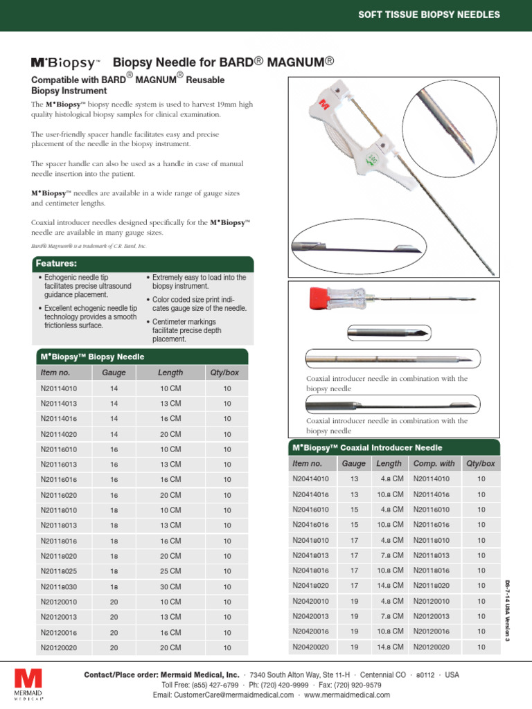 Biopsy Needle For BARD MAGNUM | PDF | Biopsy | Medical Equipment