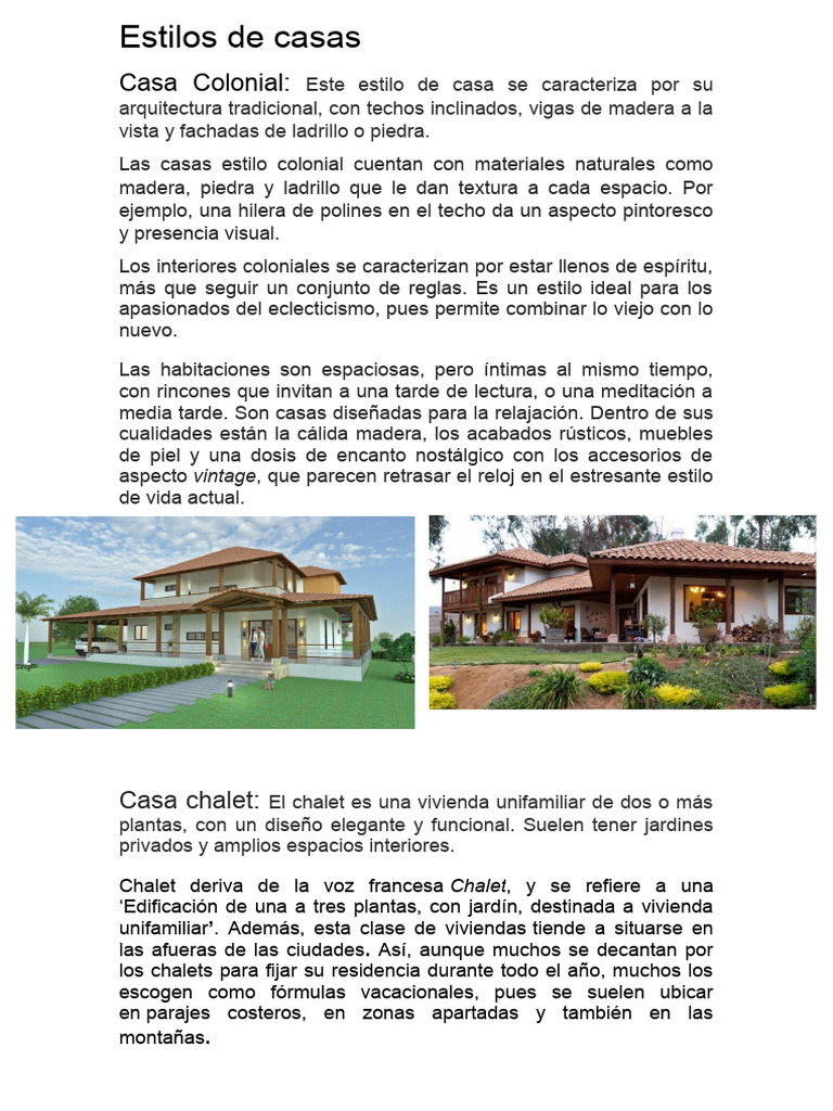 Estilos de Casas | PDF | Dormitorio | Comedor