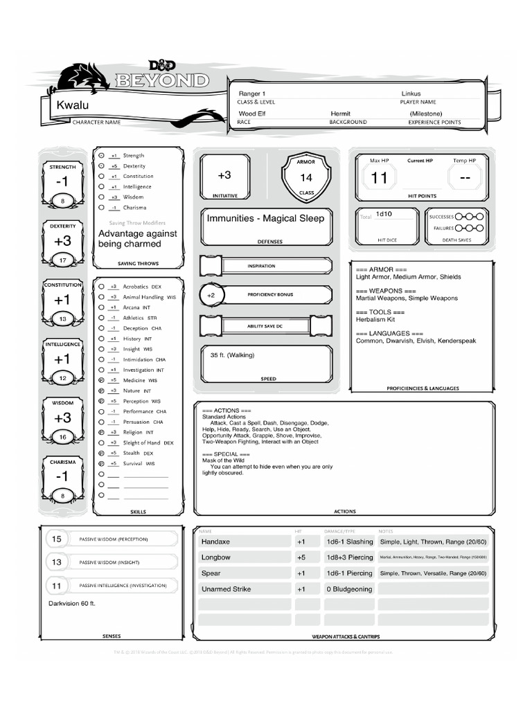 Character Sheet 1 | PDF