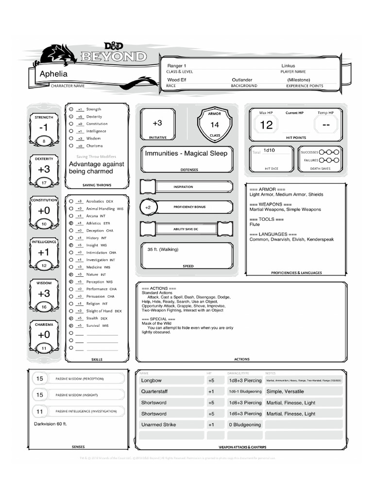 Character Sheet 2 | PDF