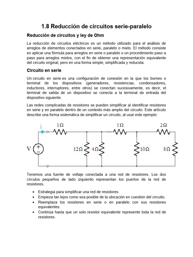 1.8 Reducción de Circuitos Serie-Paralelo | PDF | voltaje | Red eléctrica