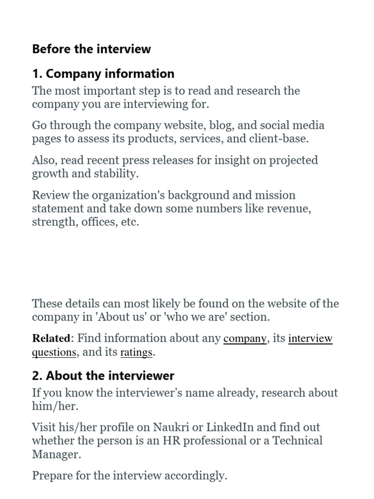 Before, During and After The Interview | PDF | Résumé | Social Media