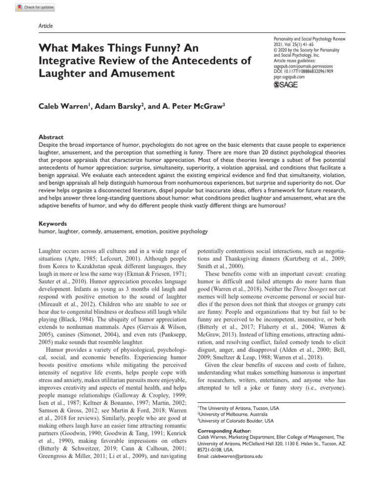 What Makes Things Funny - Overview Humour Theories | PDF | Humour | Jokes