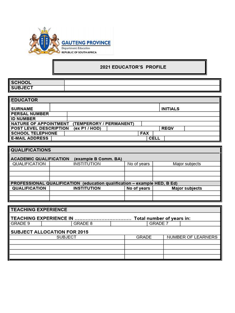 Educators Profile Pdf