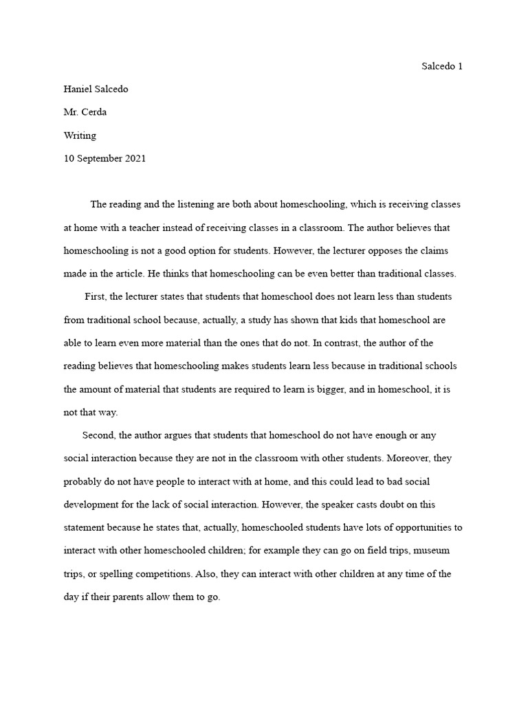 Essay Homeschool | PDF