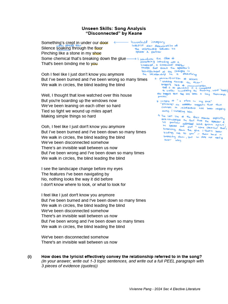 Unseen Skills - Song Analysis (Disconnected) | PDF