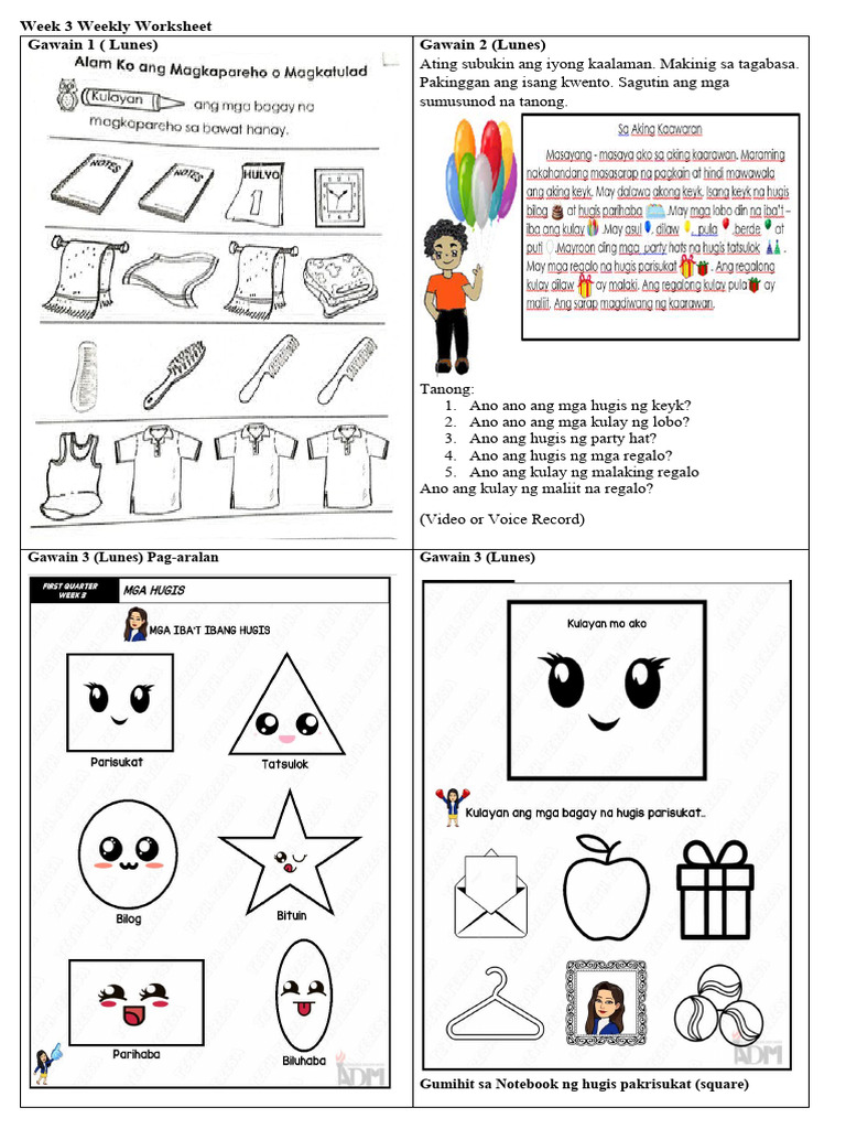 Q1 Week 3 Worksheets | PDF