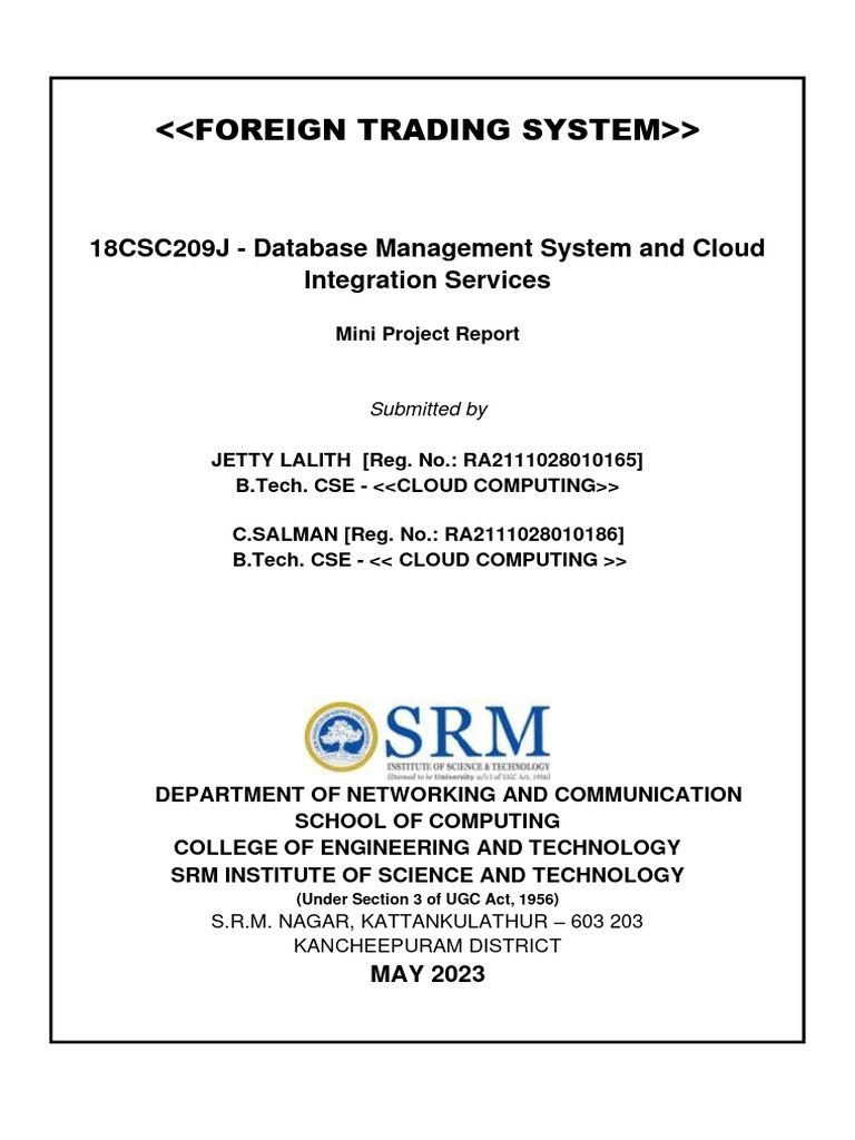DBMS Mini Project (Foreign Trading System) | PDF | Data Management ...