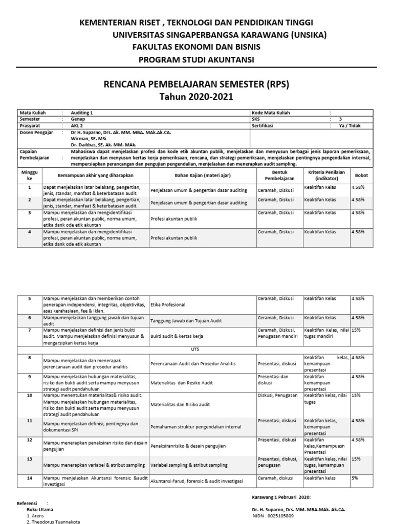 RPS-Auditing-I SMT 4 TH 2020-2021 Rev | PDF