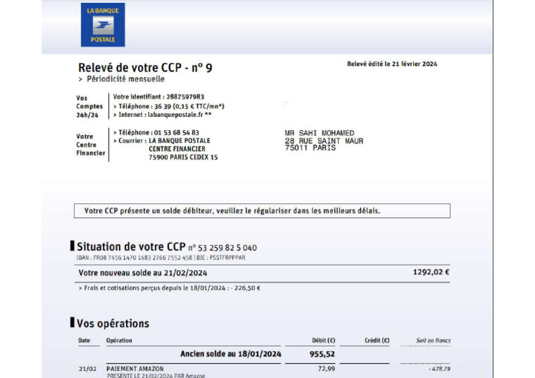 Relevé Banque Postal | PDF