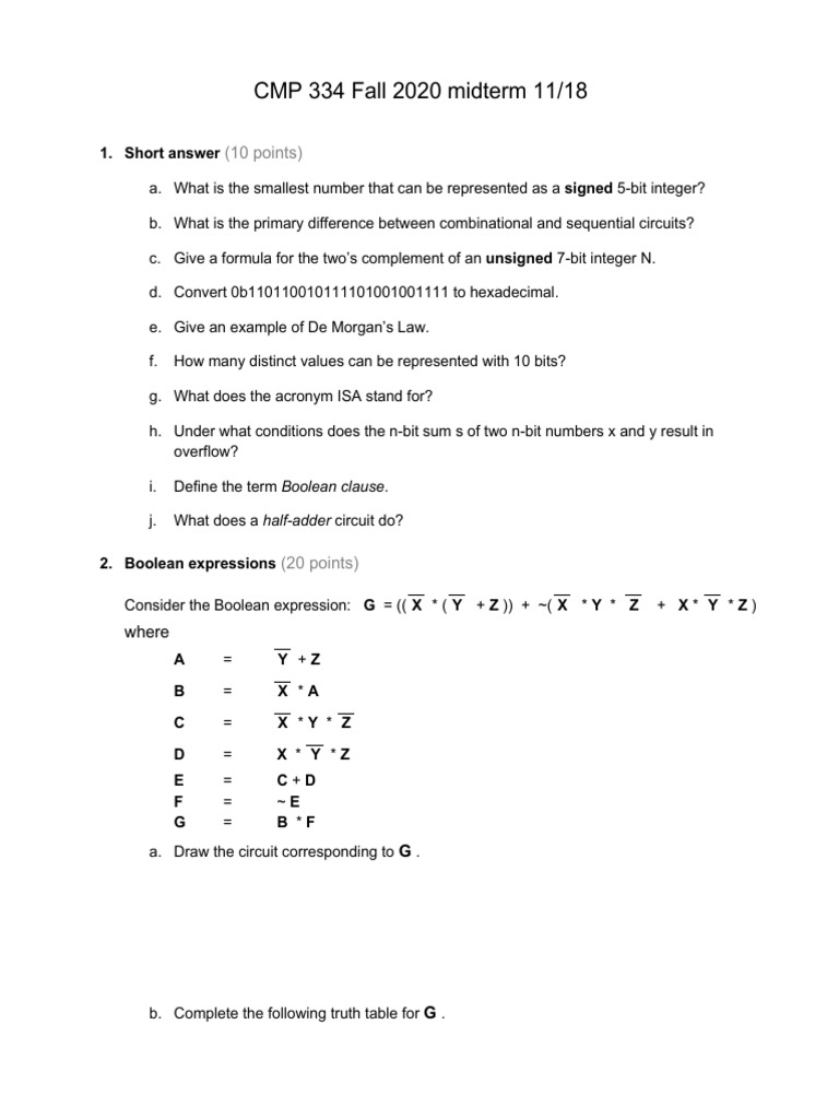 CMP 334 Fall 2020 Midterm | PDF | Theoretical Computer Science | Mathematics