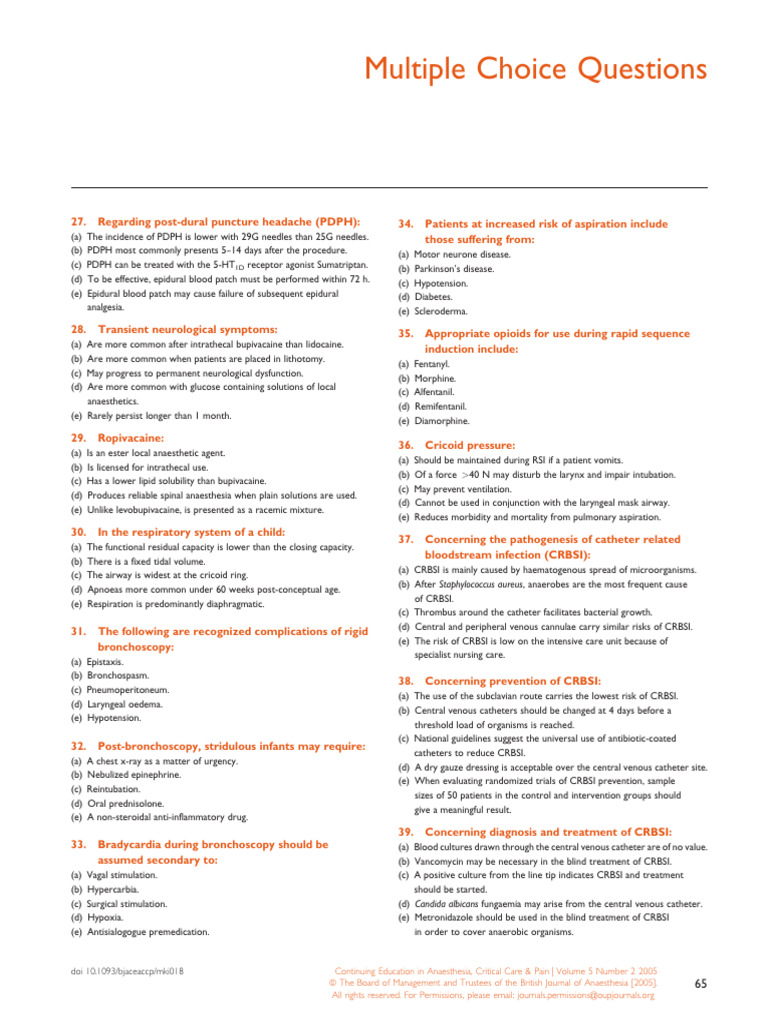 Multiple Choice Questions | PDF | Medicine | Medical Specialties