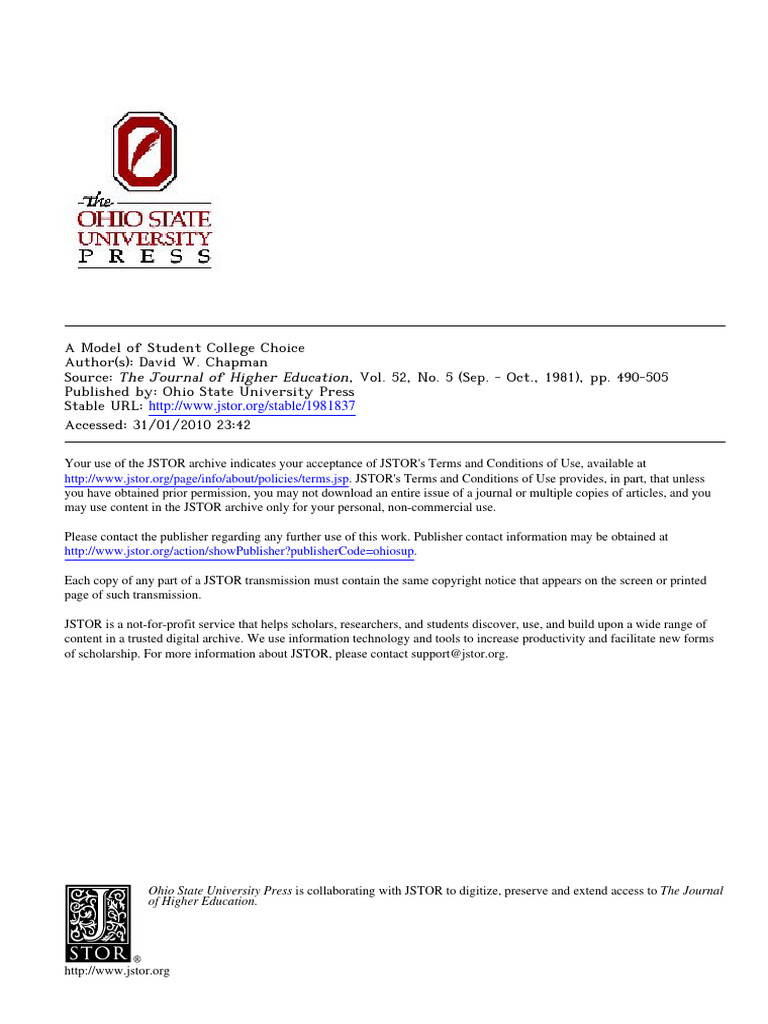 A Model of Student College Choice | PDF | Career & Growth