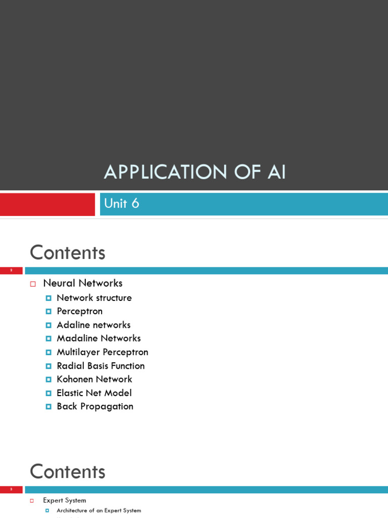 Unit 6 Application of AI | PDF | Artificial Neural Network | Systems ...