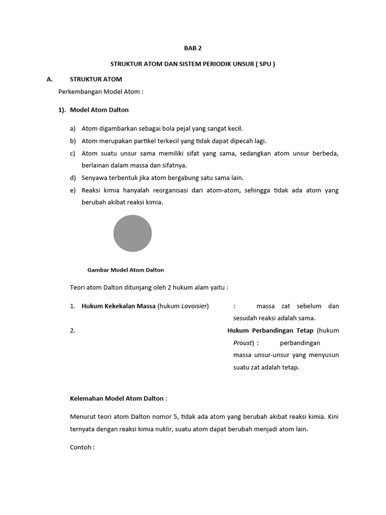 BAB 2. Struktur Atom Dan SPU (Materi Struktur Atom) | PDF | Metode & Bahan Ajar | Sains & Matematika