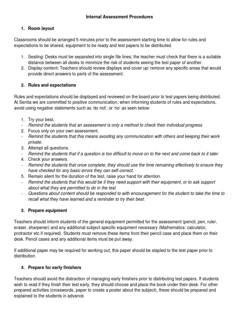 Teacher's Guide: Test Procedures | PDF | Classroom