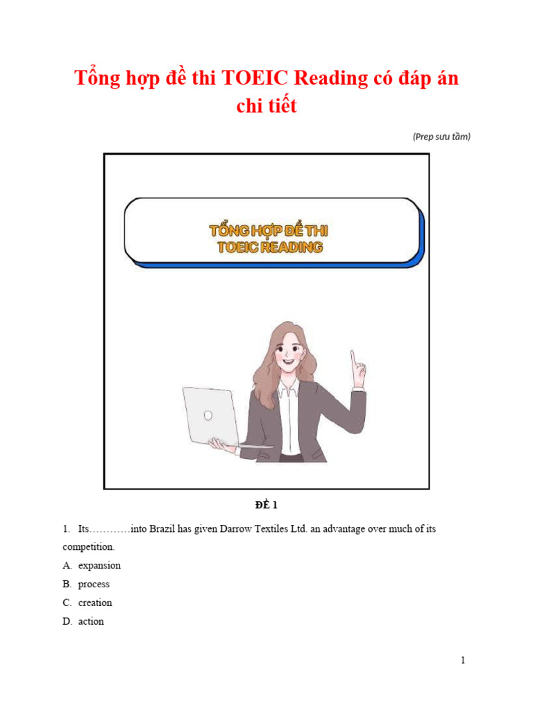 TỔNG HỢP ĐỀ THI TOEIC READING | PDF | Credit Card | Payments