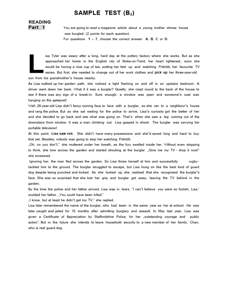 MA Sample Test B2 | PDF