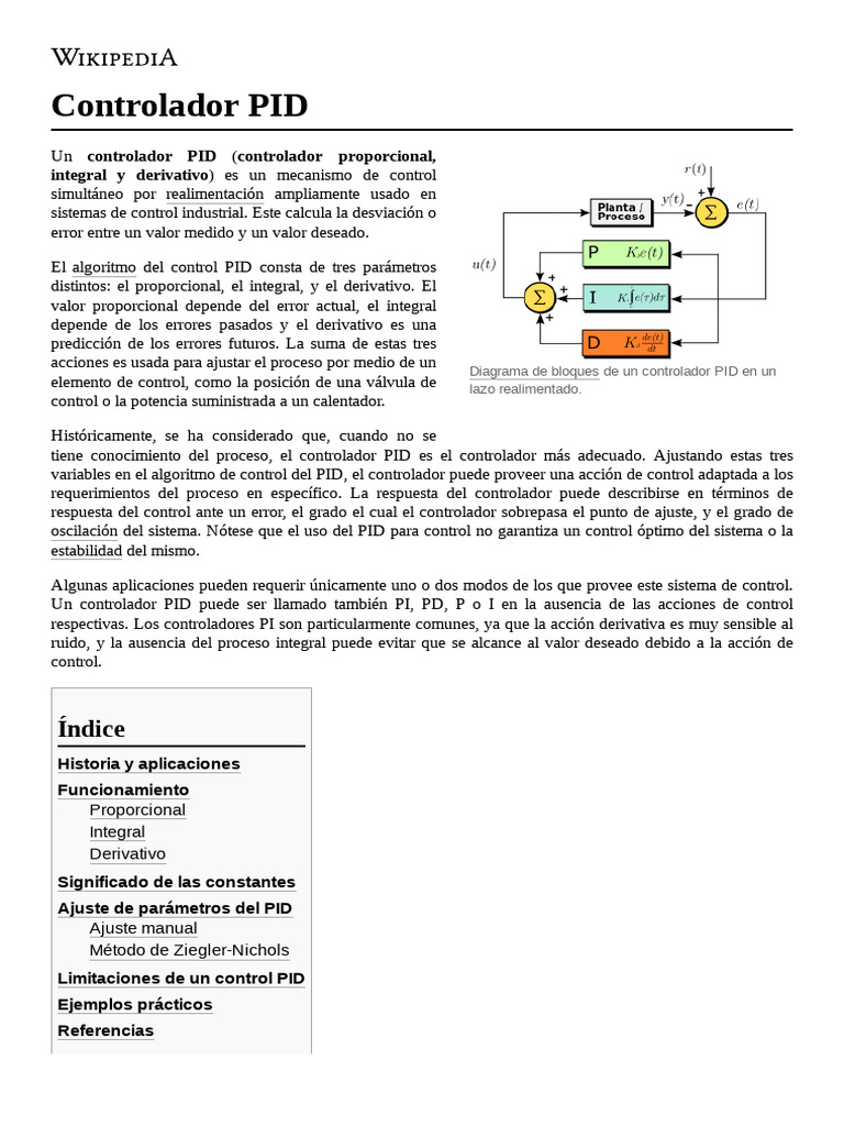 Controlador PID | PDF | Ingenieria Eléctrica | Cantidades fisicas