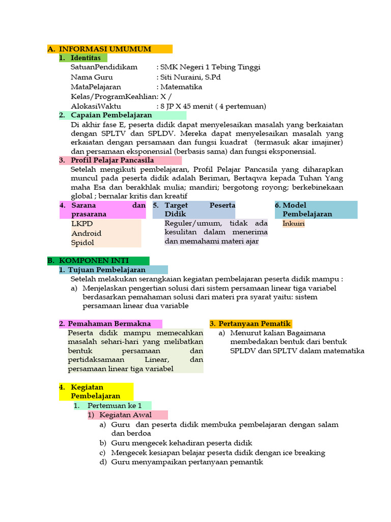 Modul Ajar - SPLTV | PDF