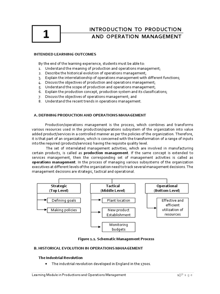 Chapter 1 Introduction To POM | PDF | Operations Management ...