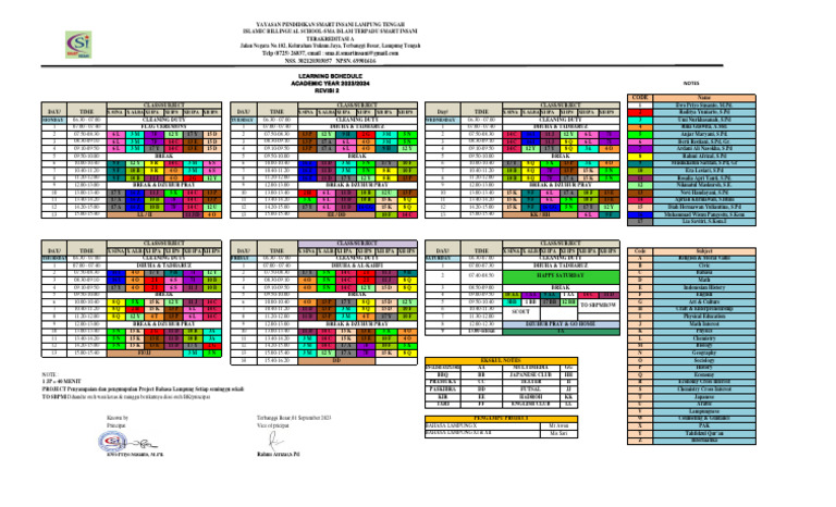 Fix Banget Revisi 2 Jadwal Mapel Tp. 2023-2024 | PDF