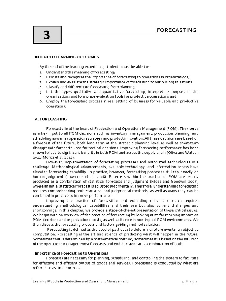 Chapter 3 Forecasting | PDF | Forecasting | Sales