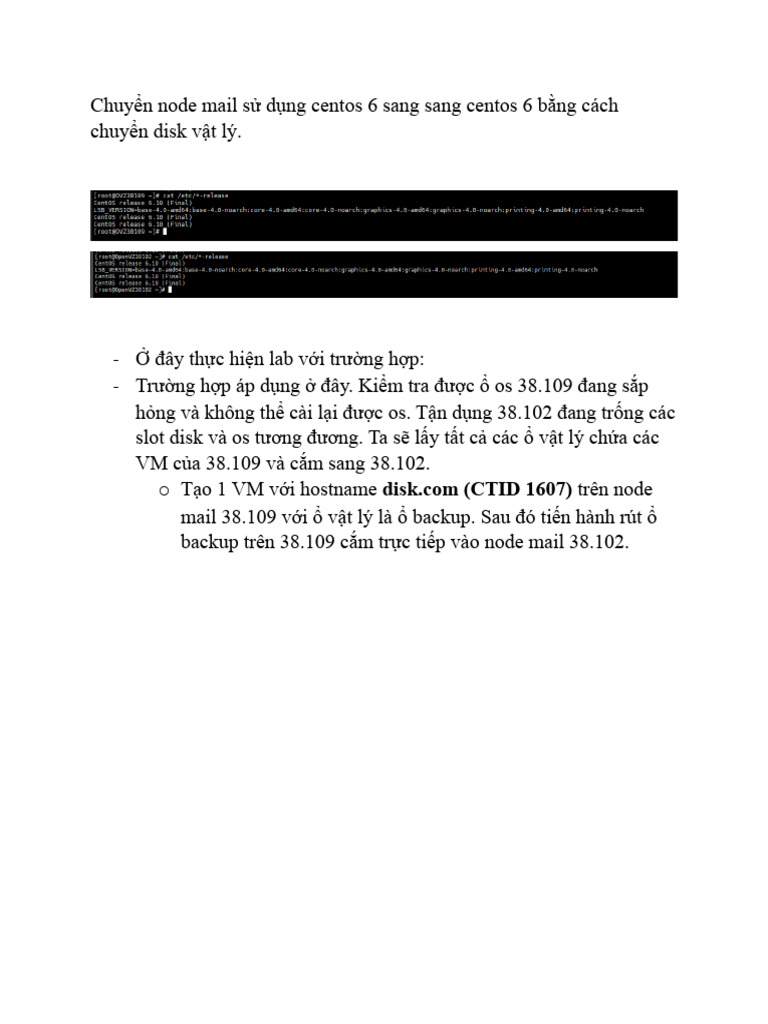 Chuyển node mail sử dụng centos 6 sang sang centos 6 bằng cách chuyển disk vật lý | PDF