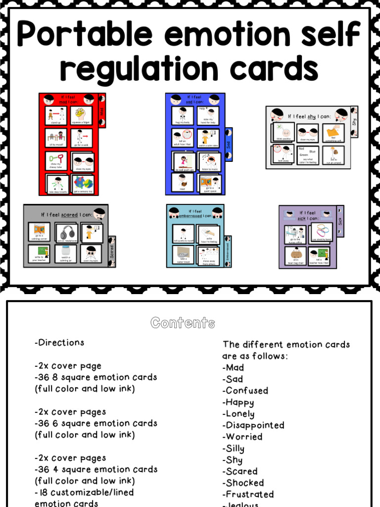 Portable Emotion Self Regulation Cards | PDF