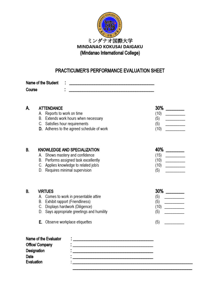 Final Evaluation Sheet | PDF | Career & Growth | Business