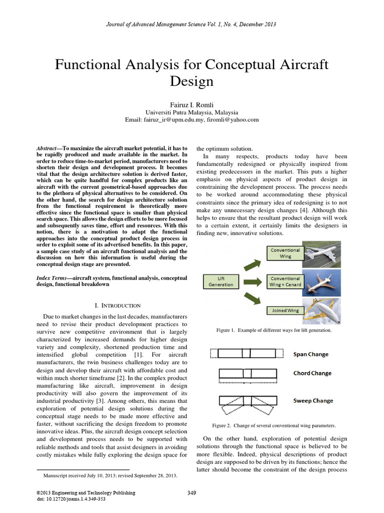 Functional Analysis For Conceptual Aircraft Design | PDF | Aircraft ...