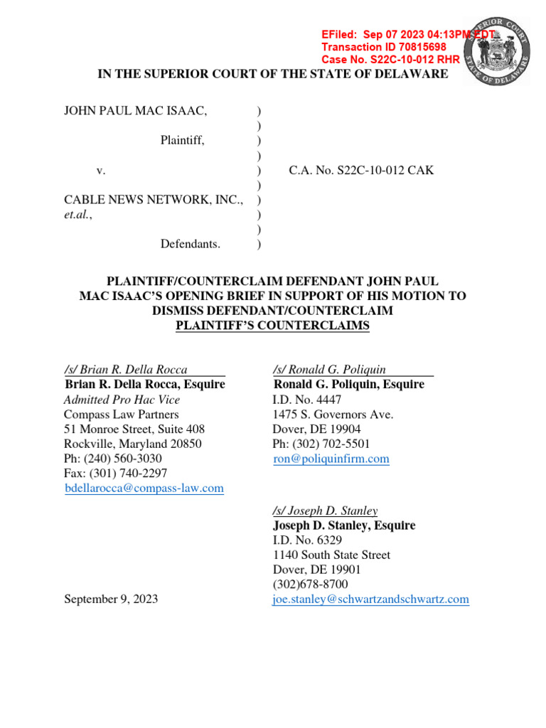 Motion To Dismiss, Opening Brief | PDF | Right To Privacy | Tort Motion To Dismiss, Opening Brief | PDF | Right To Privacy | Tort