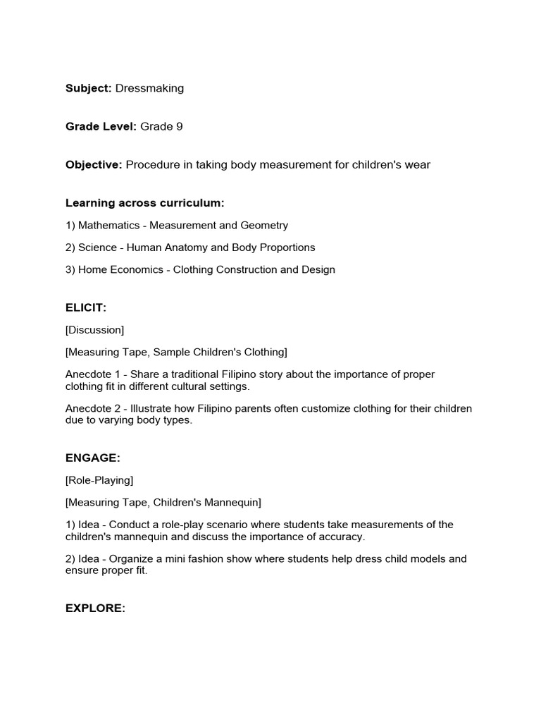 Lesson - Plan Dressmaking Lesson | PDF | Learning | Educational Assessment