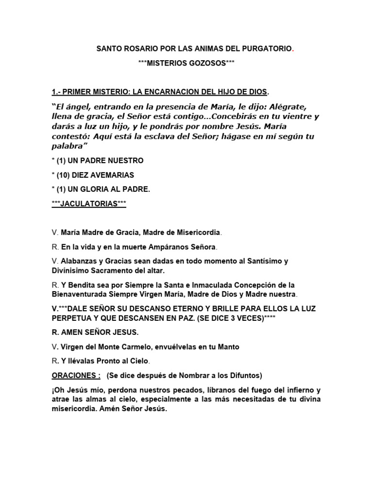 Santo Rosario Por La Ánimas - Jose Prado | PDF | María, madre de Jesús | Purgatorio