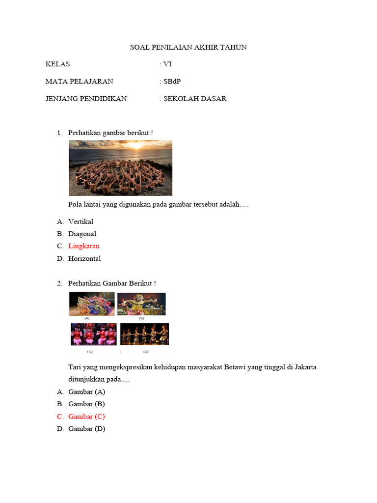 Soal Pat SBDP 2021-2022 | PDF | Perjalanan | Seni