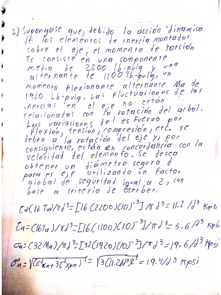 U2. Act.7-Ejercicios Diseño de Ejes | PDF