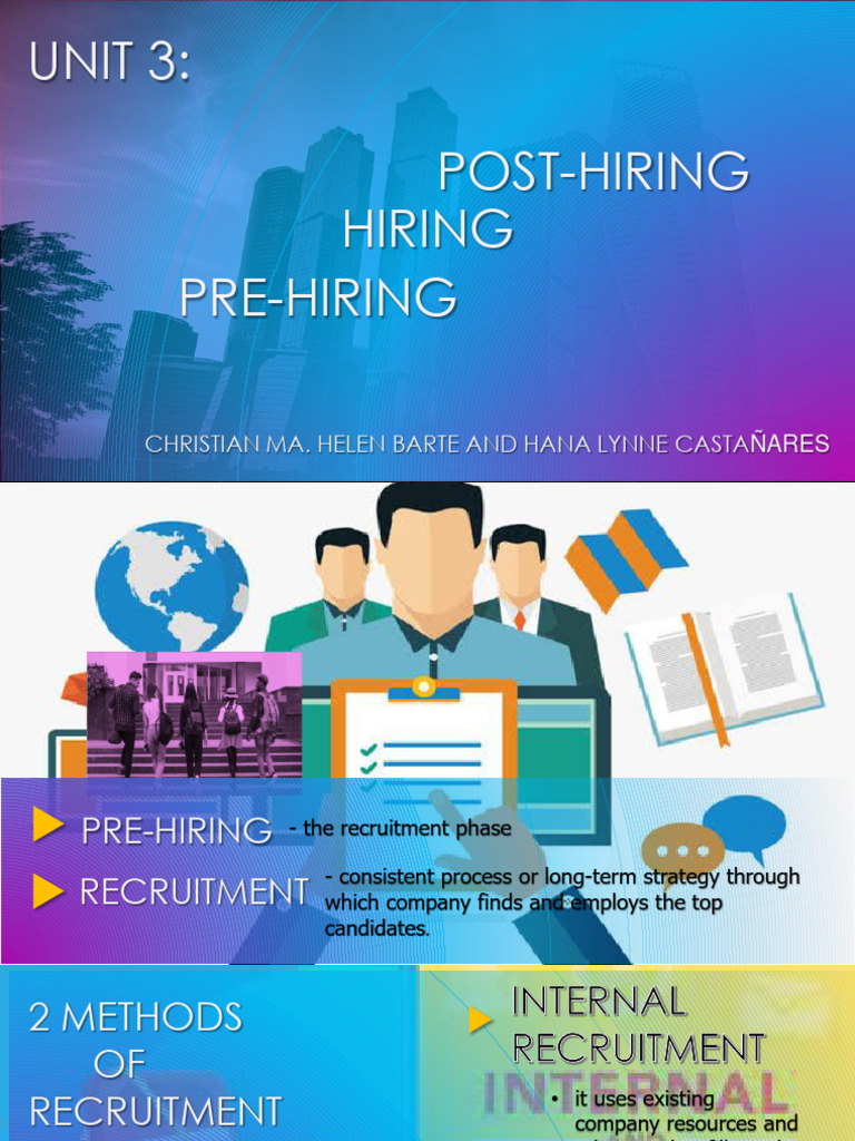 Unit 3 Pre - Hiring, Hiring, Post - Hiring | PDF | Recruitment | Employment