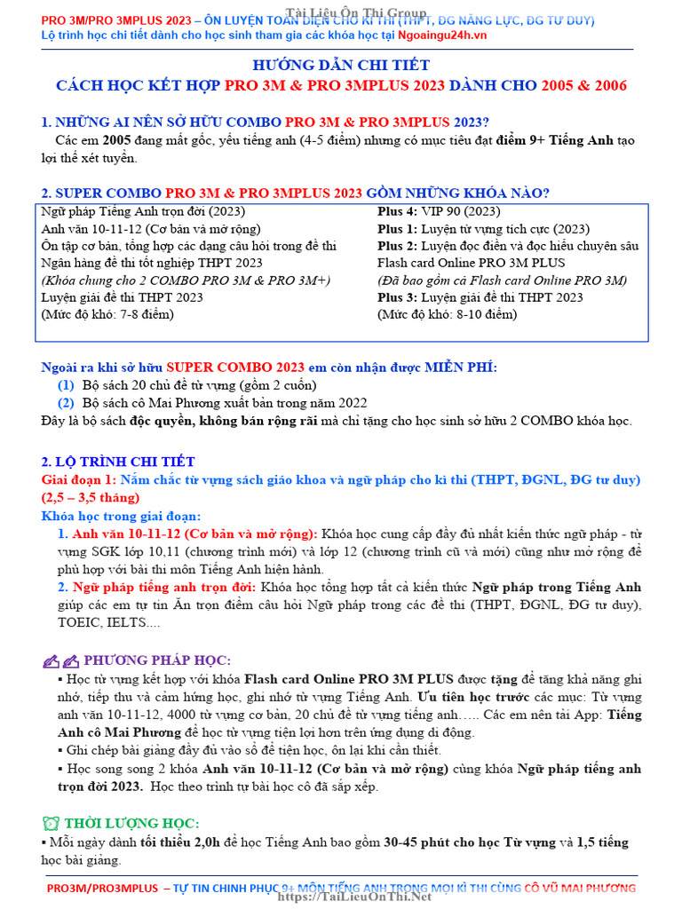 (Cô Vũ Mai Phương) Hướng Dẫn Chi Tiết Cách Học Kết Hợp PRO 3M Và PRO 3M ...