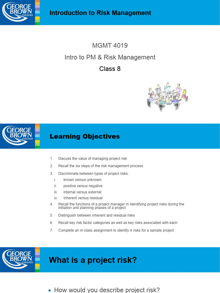 Class 8 - Intro To Risk Management | PDF | Risk Management | Risk
