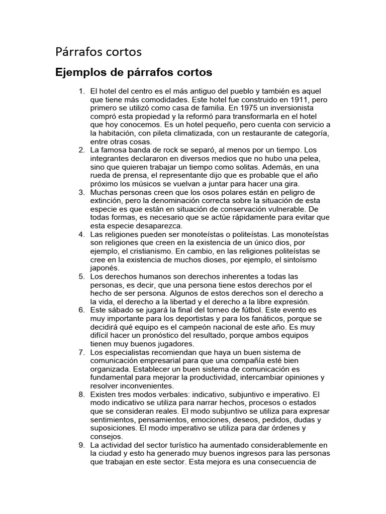 Ejemplos de párrafos cortos variados | PDF | Residuos | Politeísmo