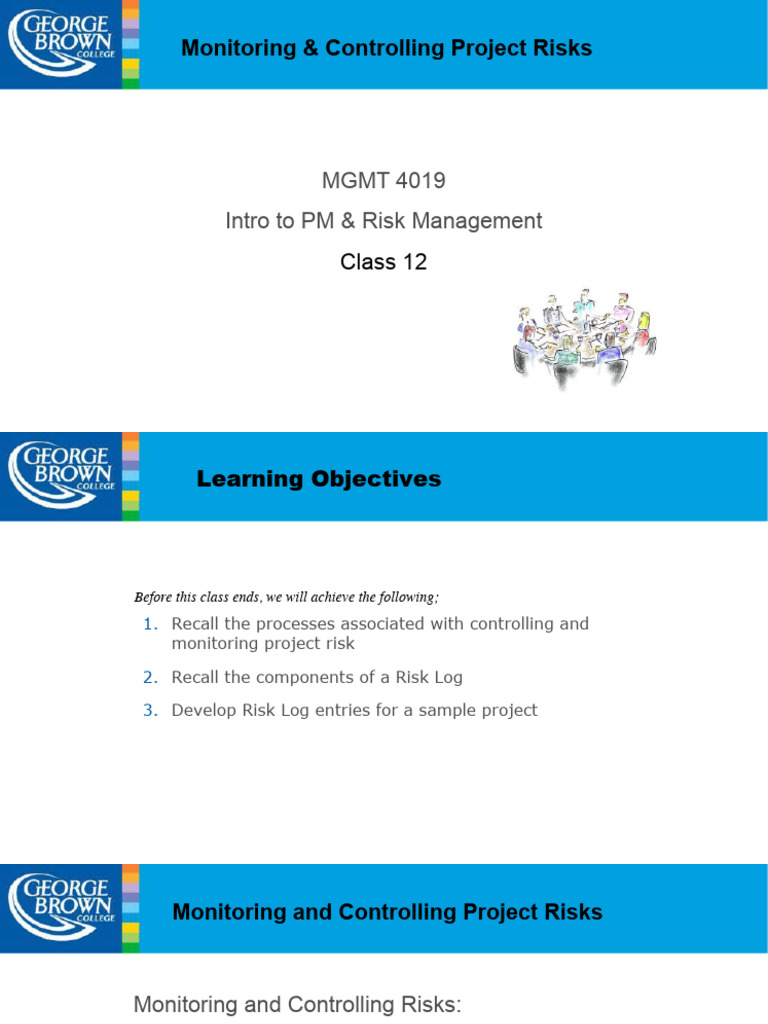 Class 12 - Monitoring and Controlling Project Risk | PDF | Risk | Risk ...