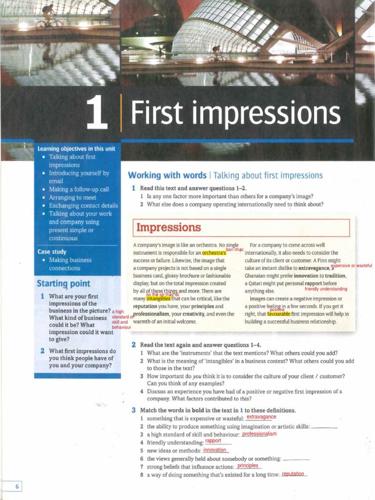 Business Result U1 First Impressions | PDF | Reputation | Experience