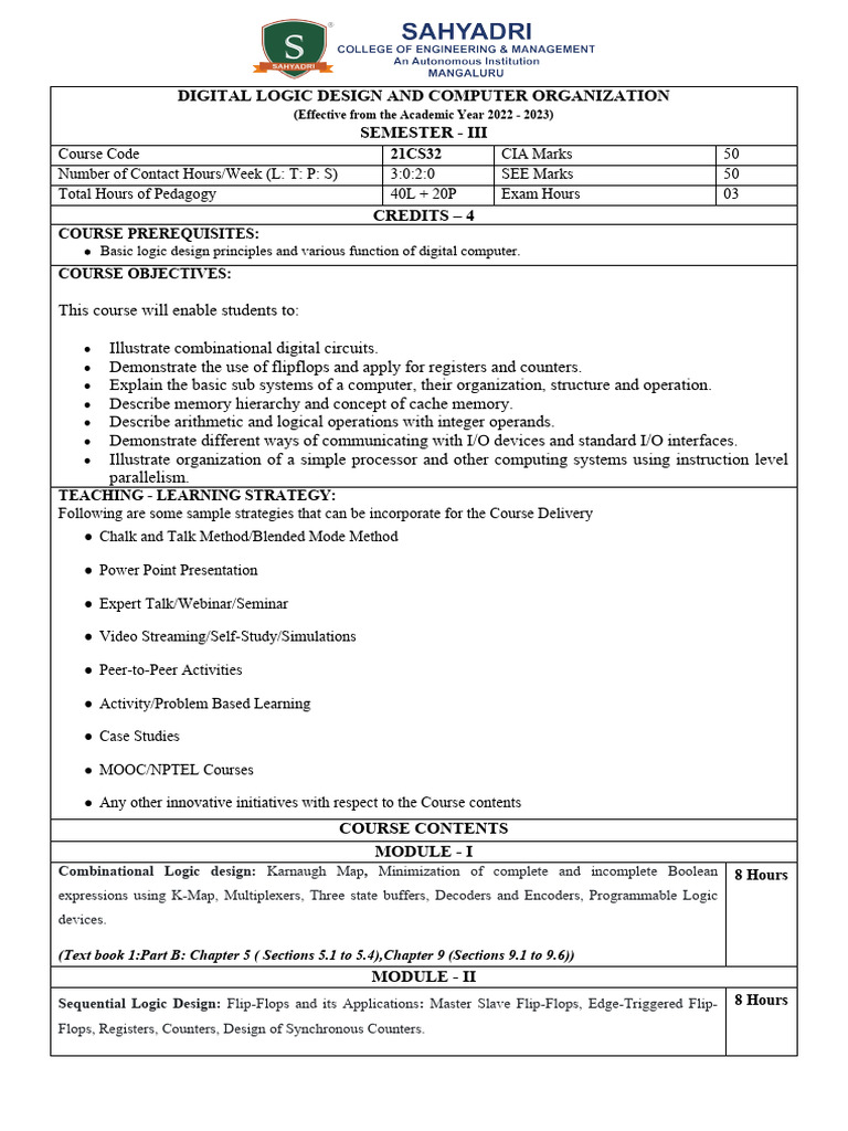 21CS32 | PDF | Central Processing Unit | Logic Gate