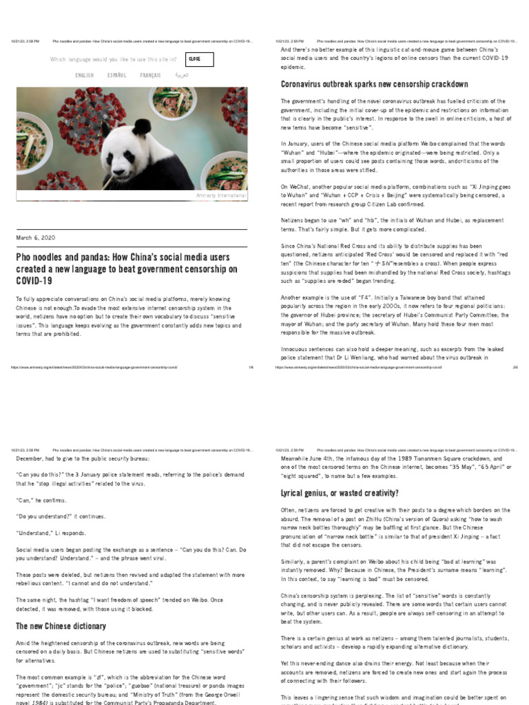 Pho noodles and pandas_ How China’s social media users created a new language to beat government ...